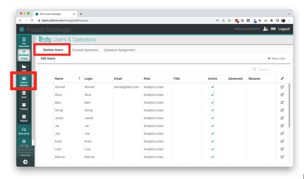 How to create a new user in OFS?