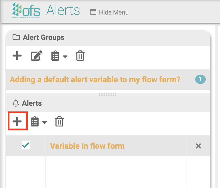 How to add a default alert variable to my flow form?